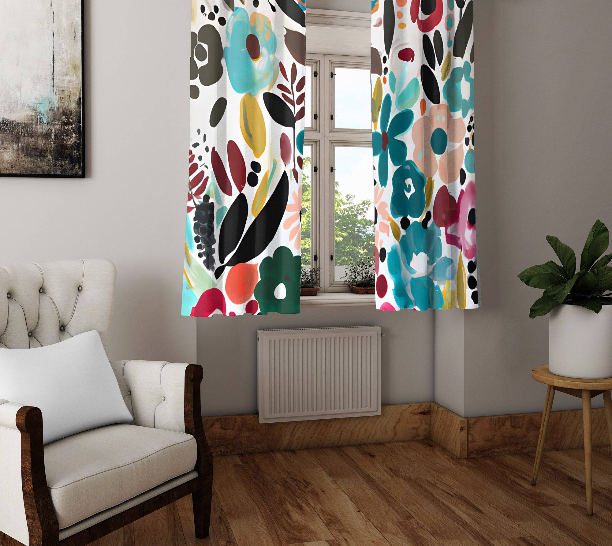 Whimsical Window Curtains - Multi Color Fun Floral Pattern | Deja Blue ...